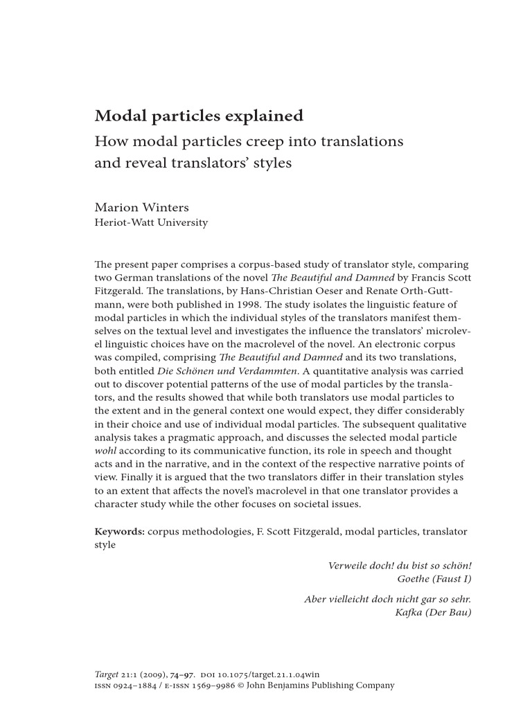 Modal Particles in Translation | PDF | Translations | Linguistics