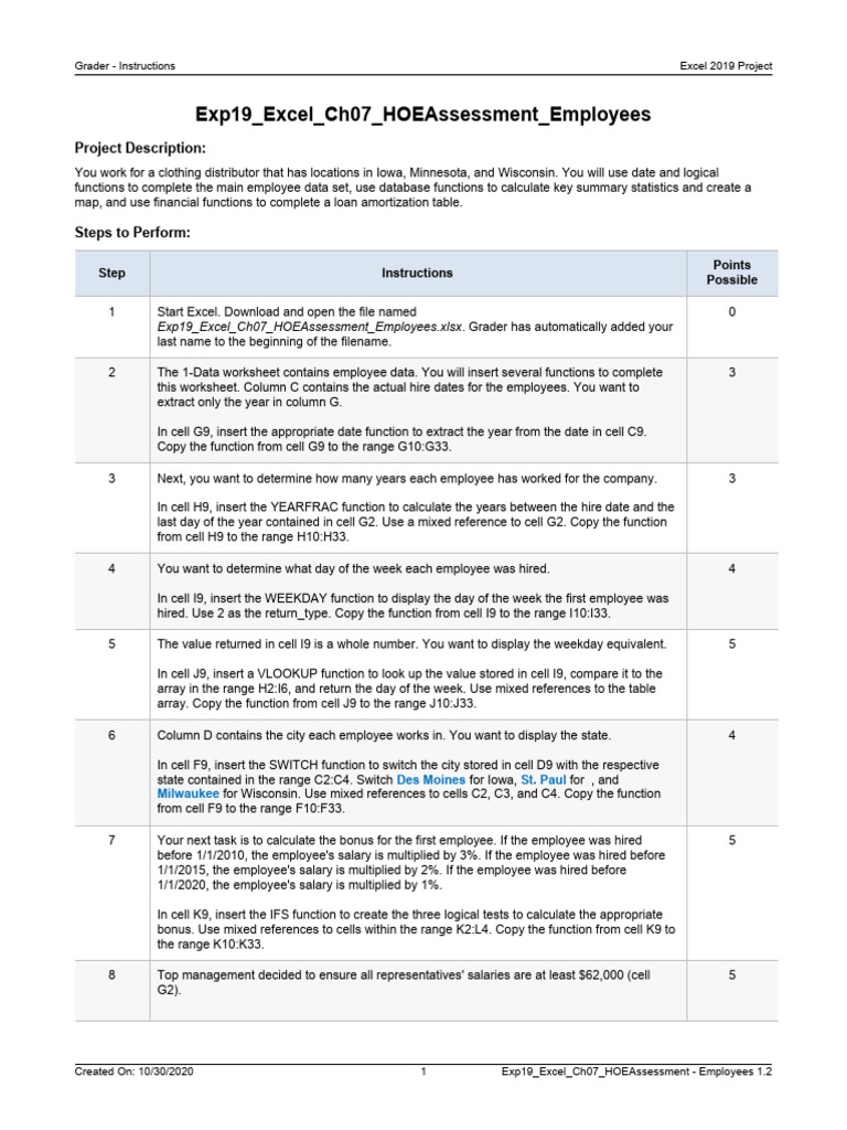 Exp19 Excel Ch07 HOEAssessment Employees Instructions | PDF | Microsoft Excel | Data