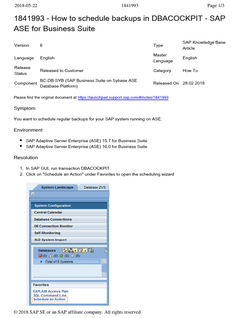 How To Schedule Backups in DBACOCKPIT SAP ASE For Business | PDF | Software Engineering | Databases