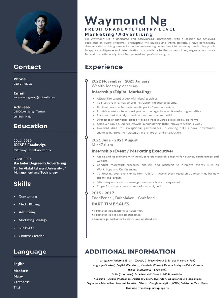 Waymond's Resume | PDF | Marketing | Sales