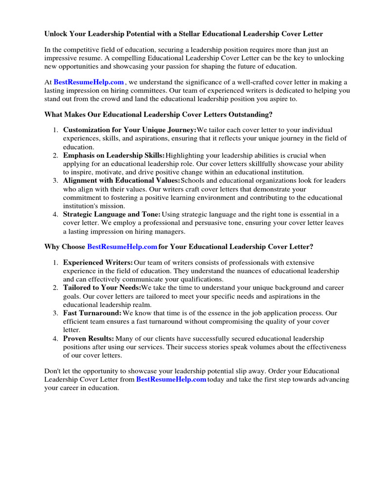 Educational Leadership Cover Letter | PDF | Leadership | Résumé