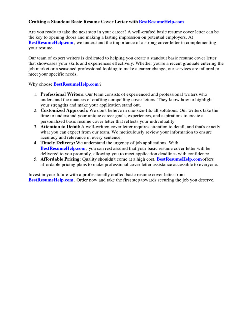 Basic Resume Cover Letter | Download Free PDF | Résumé | Recruitment