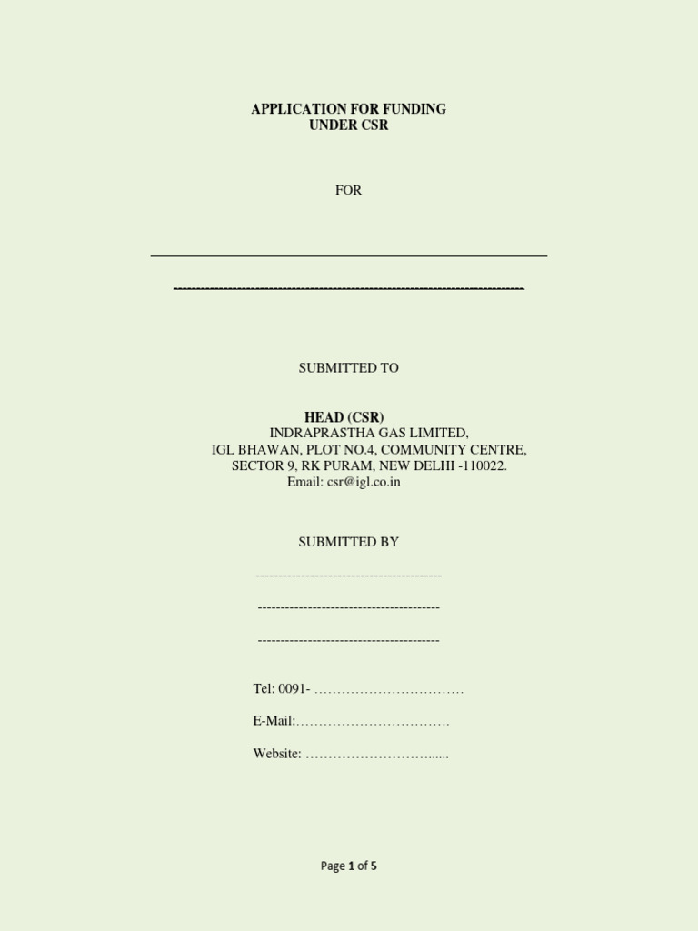 Application Form For CSR Funding From Igl New | PDF | Signature | Trust Law