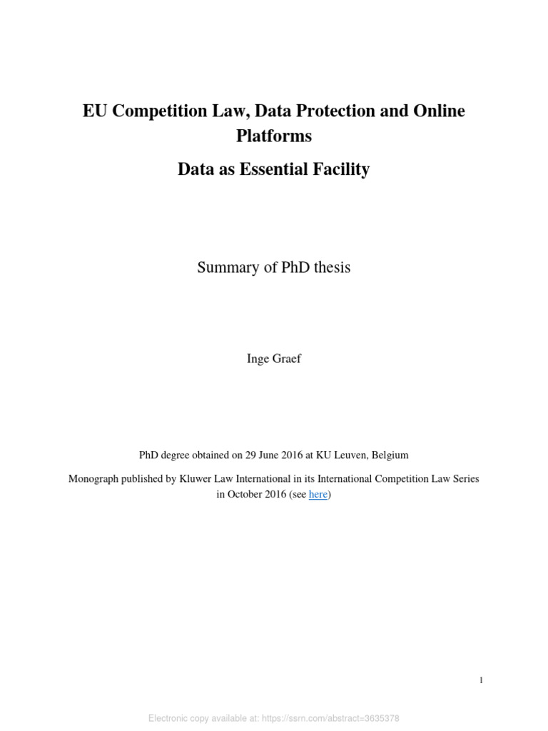EU Competition Law, Data Protection and Online Platforms: Data As ...