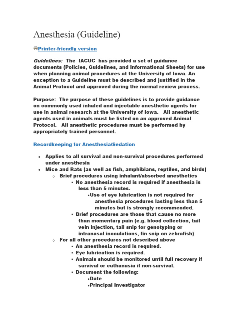 Anesthesia (Guideline) | PDF | Anesthesia | Analgesic