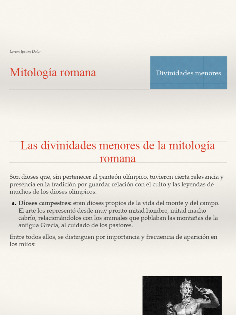 Divinidades Menores en Mitología Romana | PDF | Doce olímpicos | Dioniso
