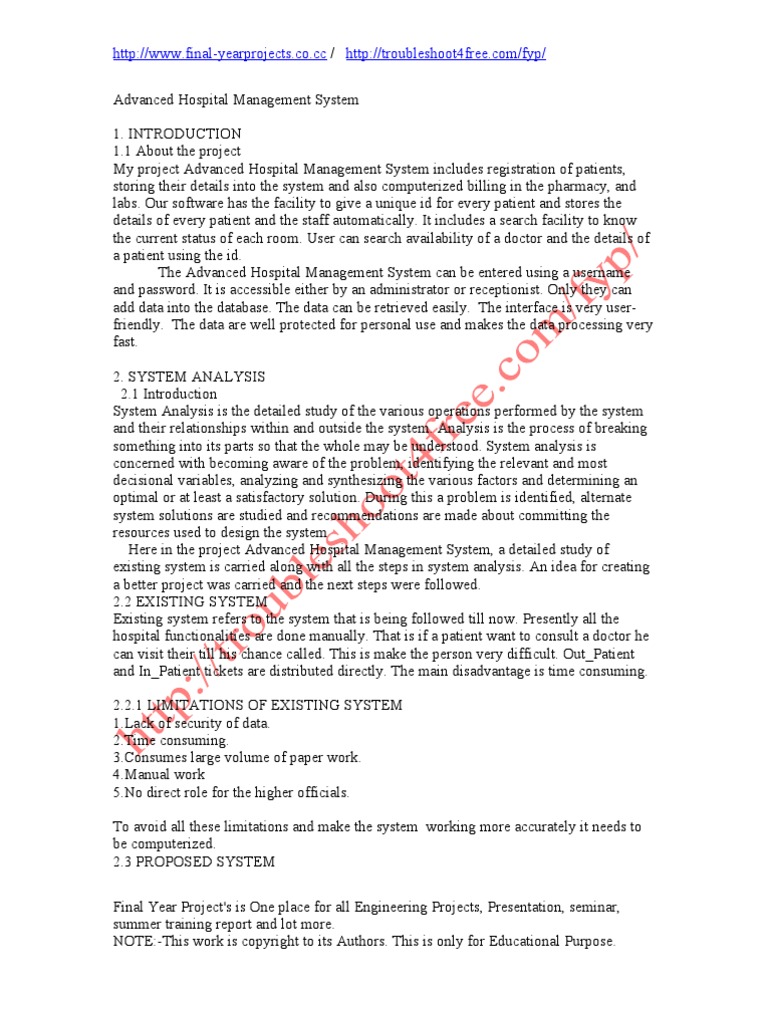 Advanced Hospital Management System | PDF | Microsoft Access ...