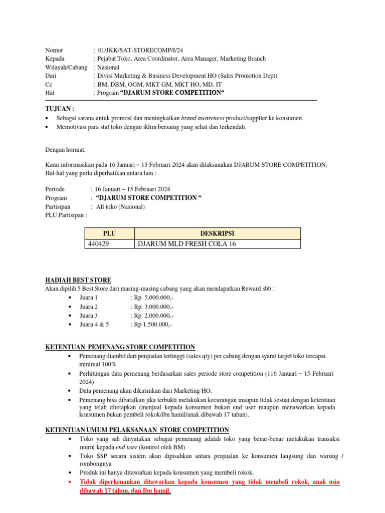 Djarum Store Competition 2024 | PDF