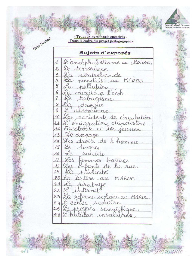 Sujets D Exposã©s | PDF