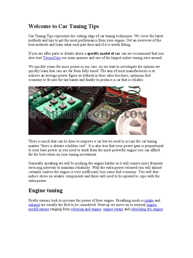 Welcome To Car Tuning Tips | PDF | Internal Combustion Engine ...