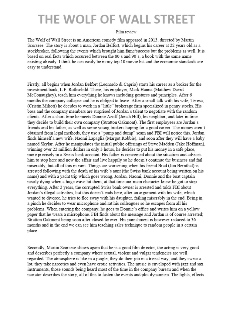 Film Review-The Wolf of Wall Street | PDF