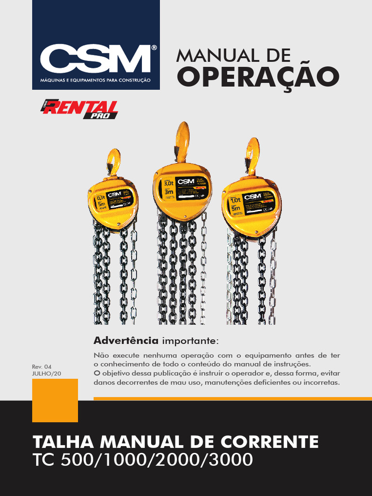 Manual Talha Manual de Corrente 0,5 A 3 Ton | Download grátis PDF ...