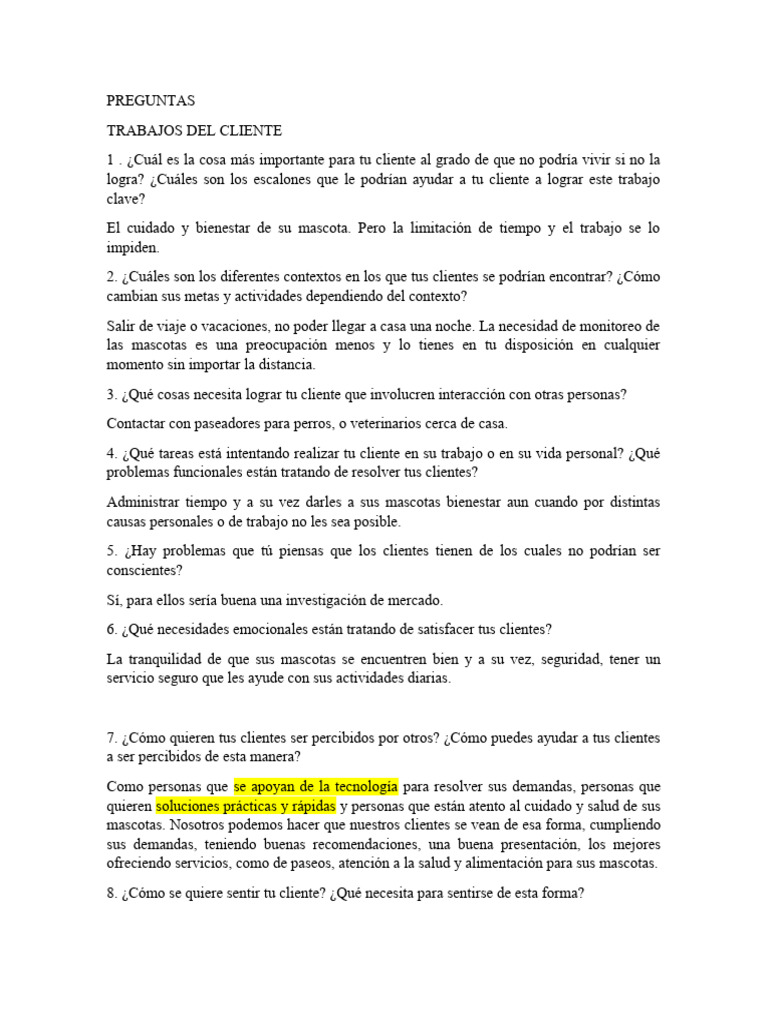 PREGUNTAS DETONADORAS PERFIL DEL Cliente 2 | PDF | Calidad (comercial) | Cliente