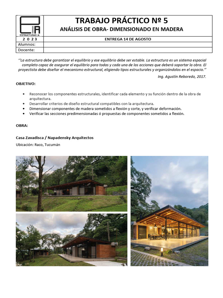 TP #5 Dimensionado en Madera | Descargar gratis PDF | Viga (Estructura) | Doblar