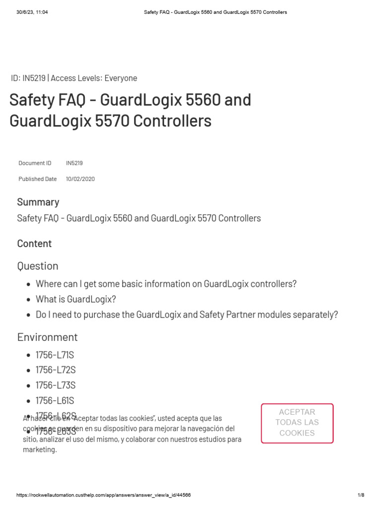 GuardLogix 5560/5570 Safety FAQ | PDF | Computer Science | Computer ...