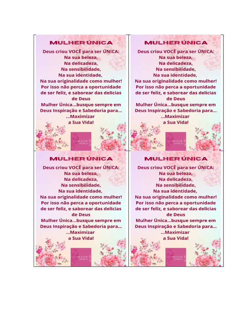 Cartão Mulher Única | PDF