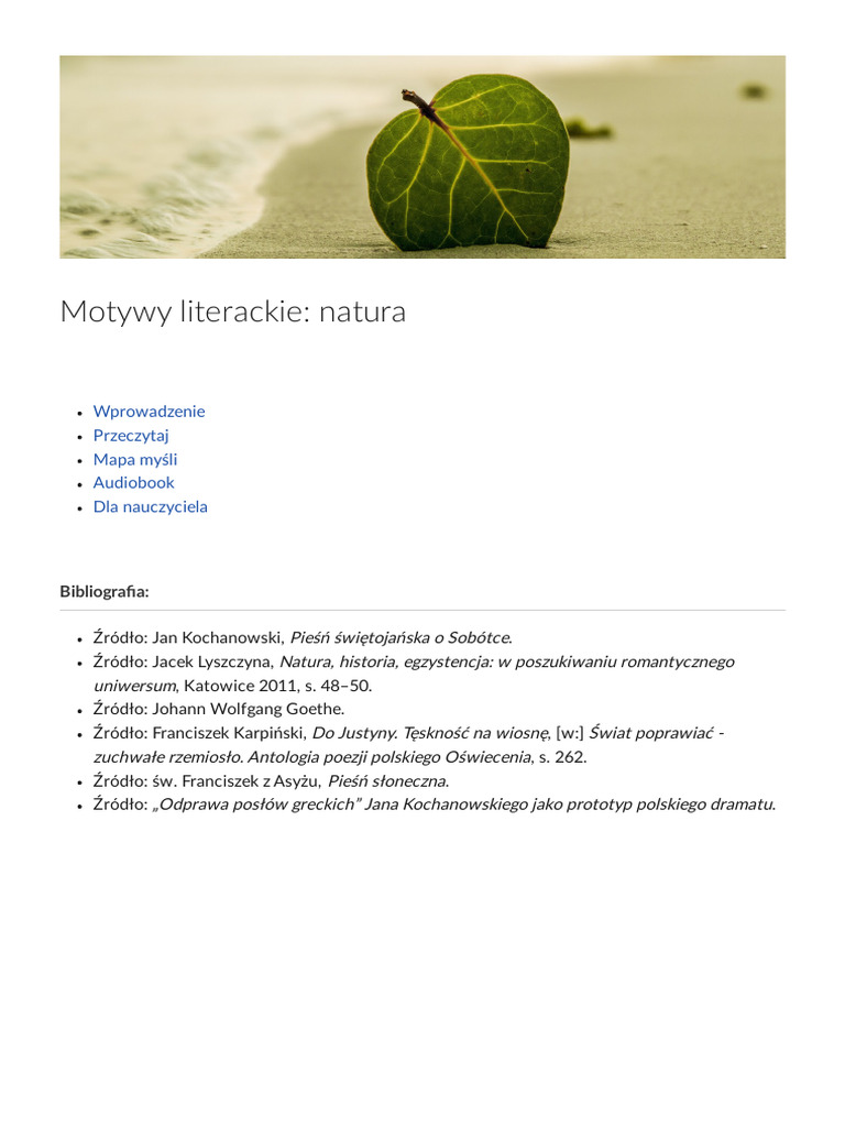 Motywy Literackie Natura | PDF
