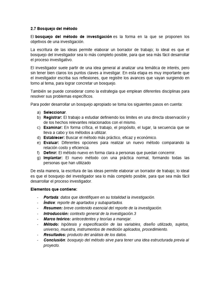 2.7 Bosquejo Del Método | PDF | Muestreo (Estadísticas) | Tema de ...