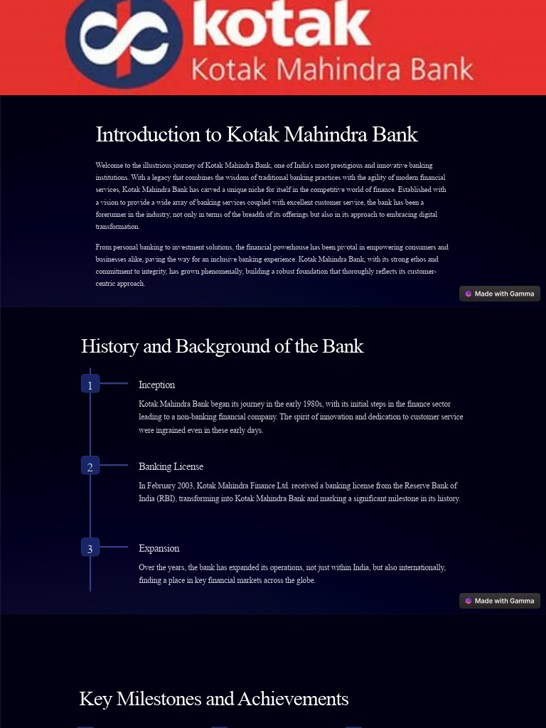 Introduction To Kotak Mahindra Bank | PDF | Banks | Corporate Social ...