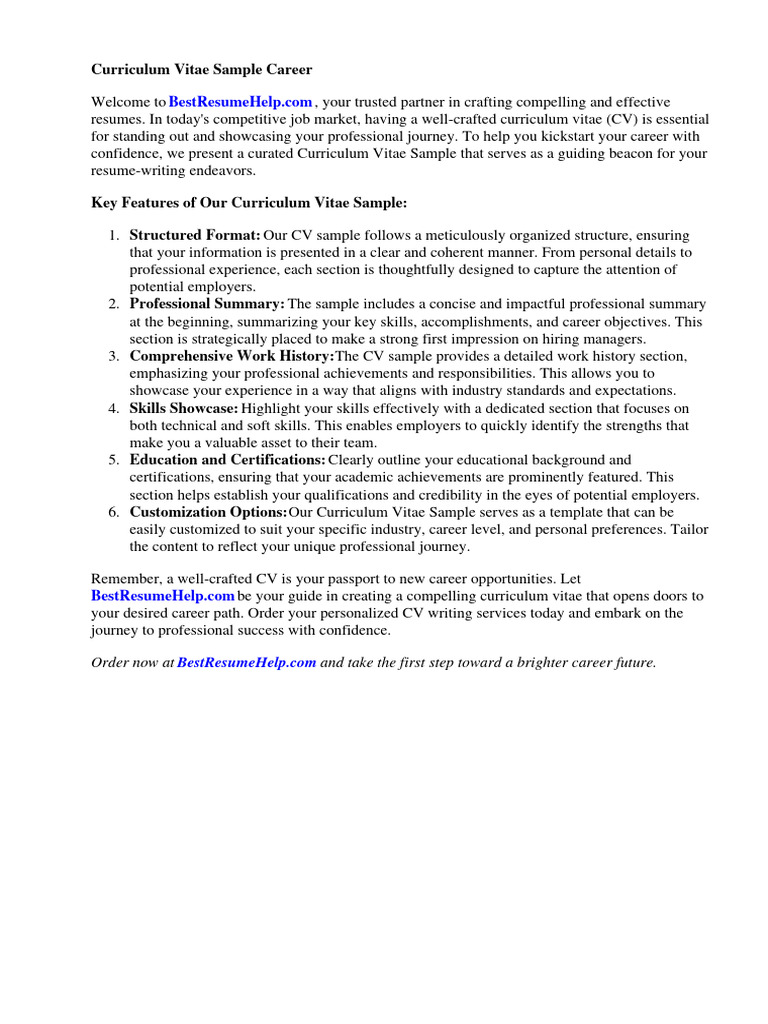 Curriculum Vitae Sample Career Objective | PDF | Résumé | Recruitment