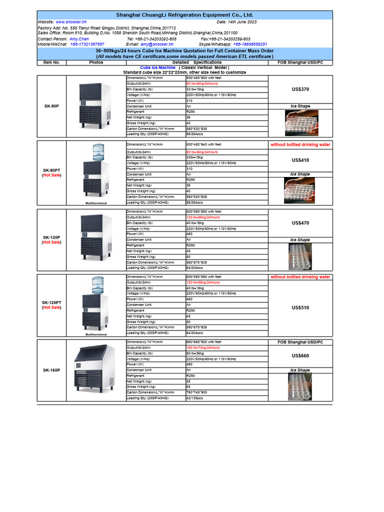 NEW 36-909kgs 24 Hrs Cube Ice Machine FOB Shanghai Snooker 23.06.14 ...