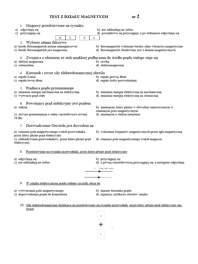 TEST GR 2 Magnetyzm | PDF