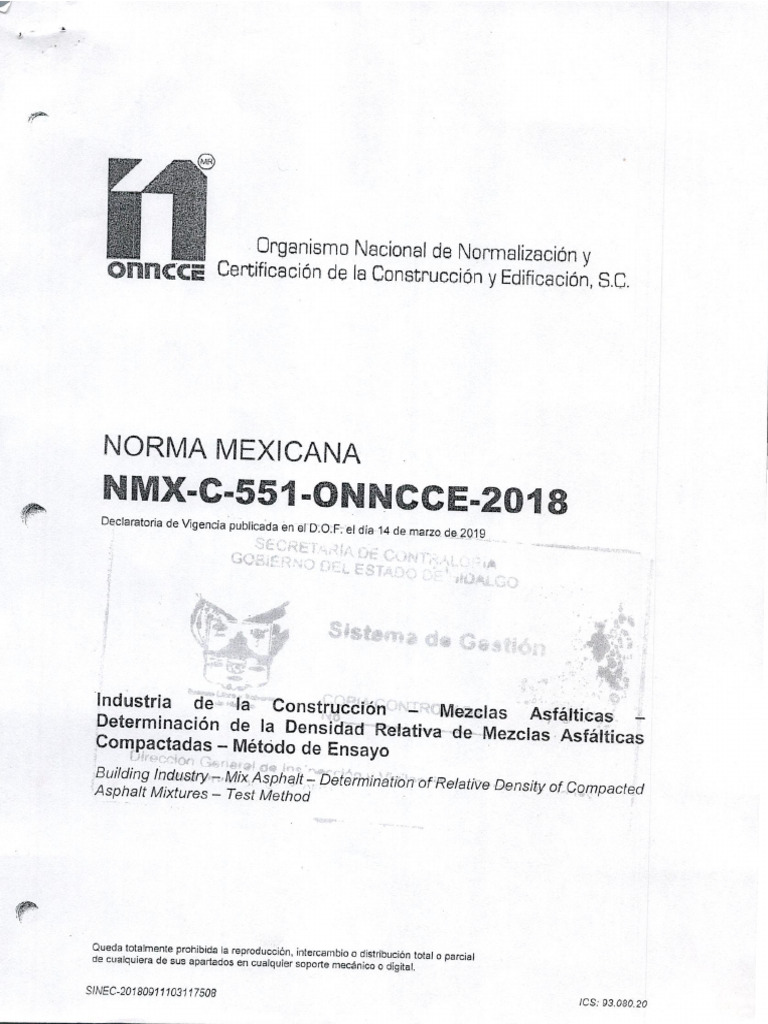 NMX C 551 Onncce 2018 | PDF