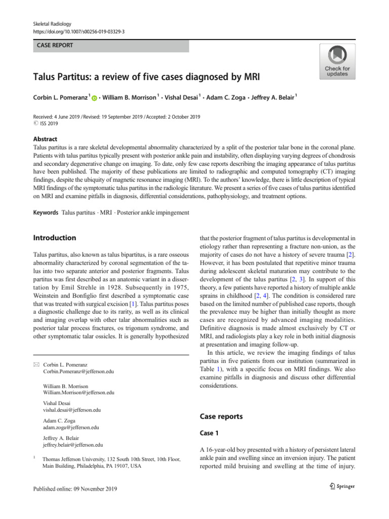 Talus Partitus | PDF | Ankle | Limbs (Anatomy)