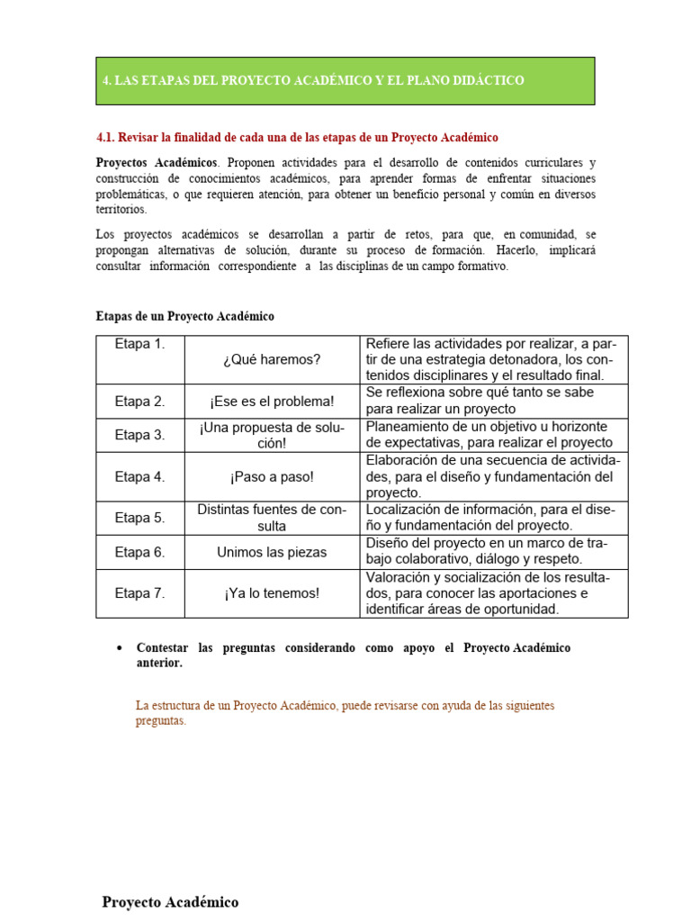 Etapas del Proyecto Académico Didáctico | PDF | Diseño | Maestros