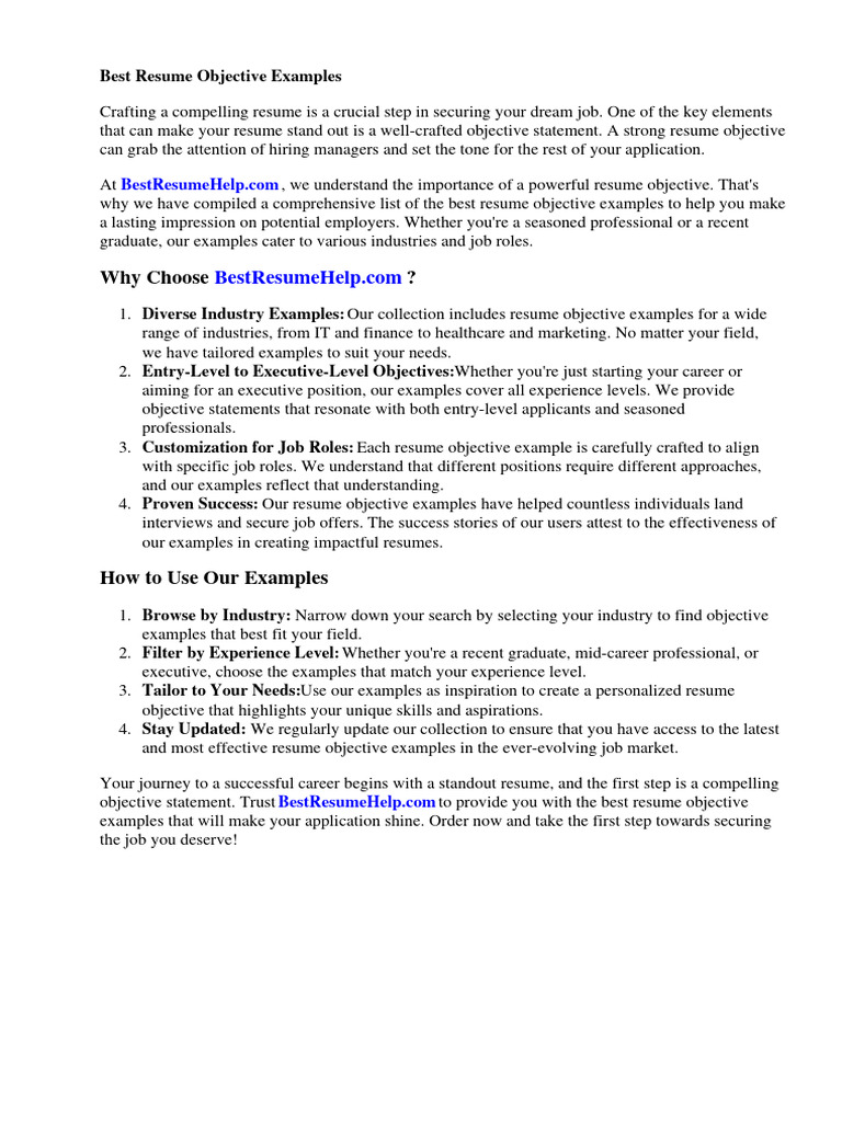 Best Resume Objective Examples | PDF | Résumé | Business