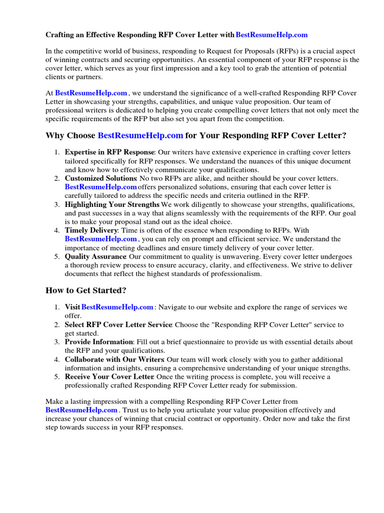 RFP Cover Letter Mastery Guide | PDF | Request For Proposal | Business