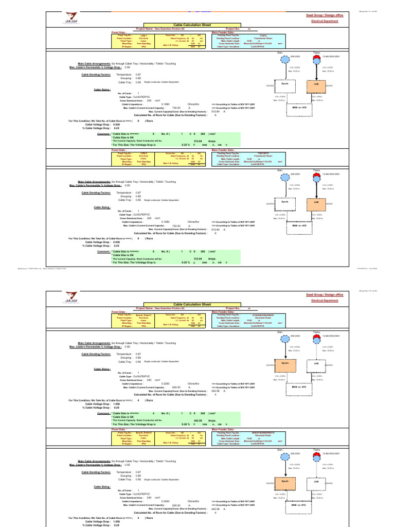 Cable Calculations Pdf Insulator Electricity Transformer
