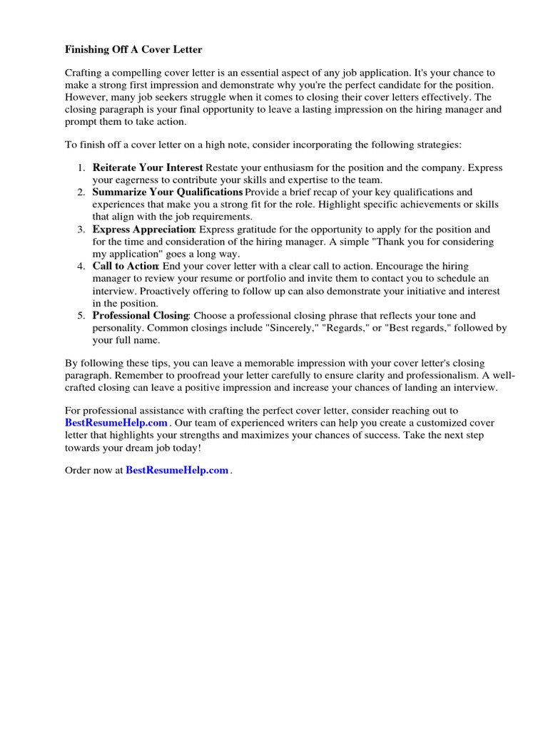Finishing Off A Cover Letter | PDF | Résumé