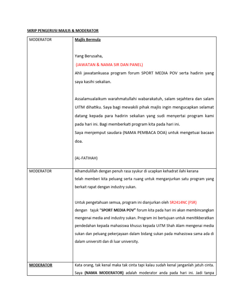Skrip Moderatur Forum | PDF