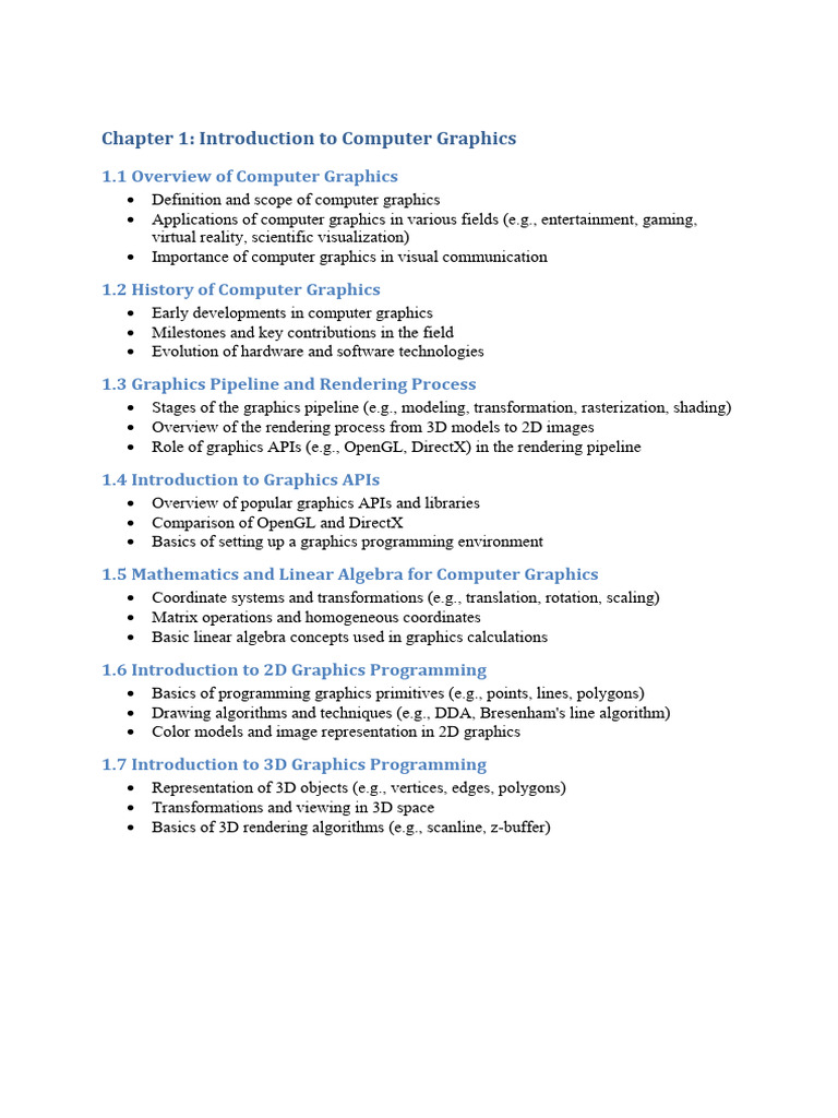 Comp Graphics Overview | PDF | 2 D Computer Graphics | Rendering (Computer Graphics)