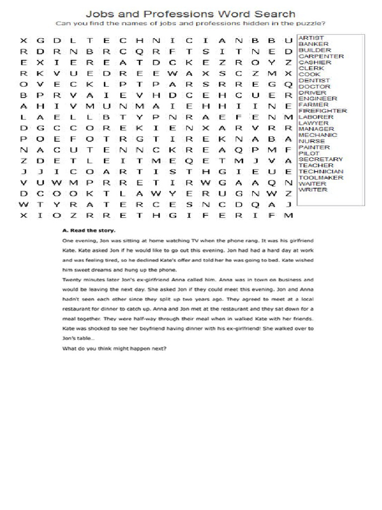 Jobs and Profession Wordsearch | PDF