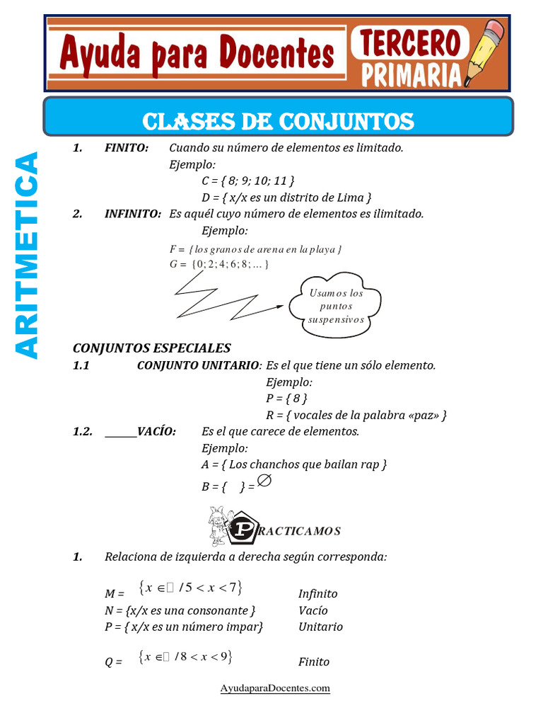 Clases de Conjuntos para Tercero de Primaria 1 | PDF