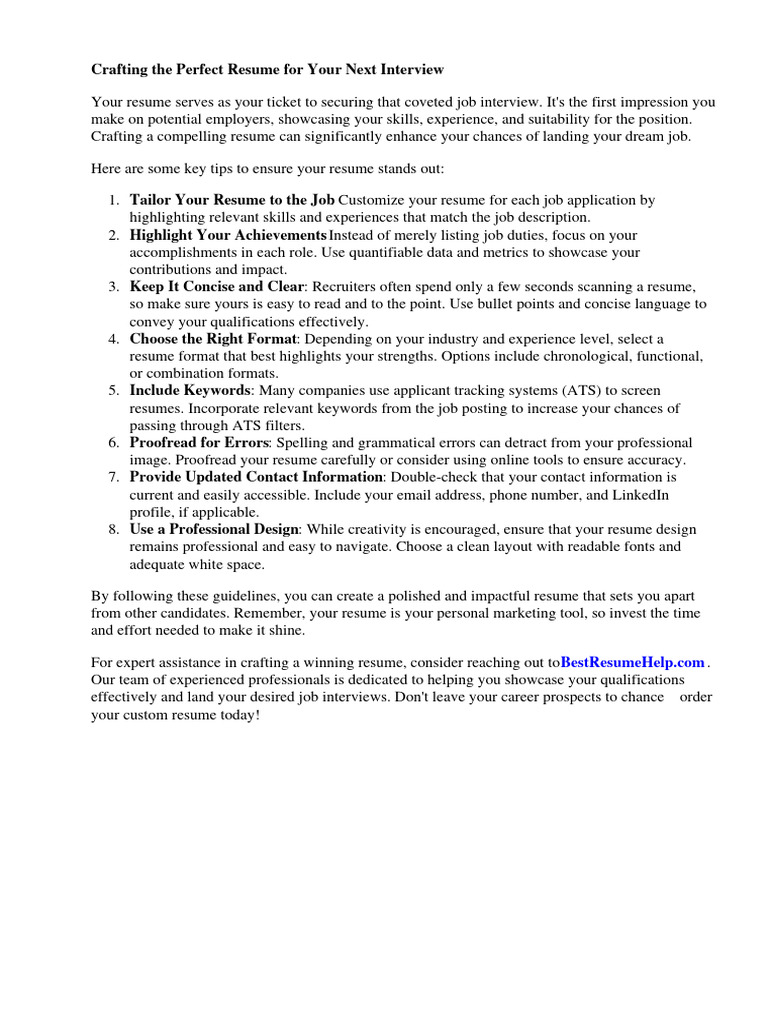 Resume in Interview | PDF