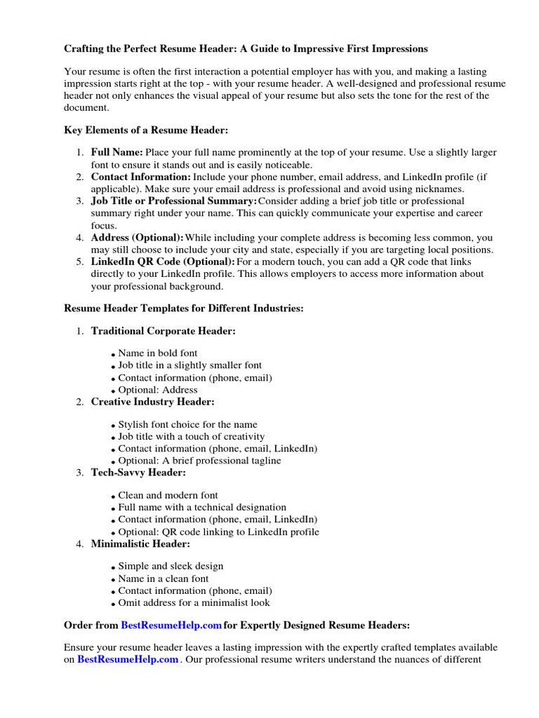 Resume Header Template | Download Free PDF | Résumé | Linked In