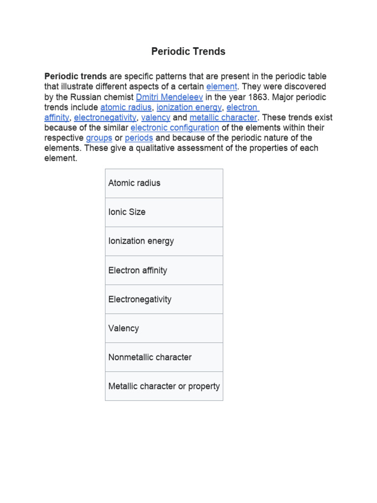 Periodic Trends | PDF | Ion | Applied And Interdisciplinary Physics