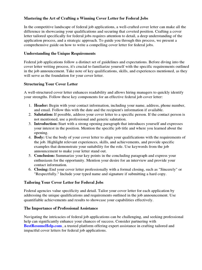 Federal Cover Letter Writing Guide | PDF