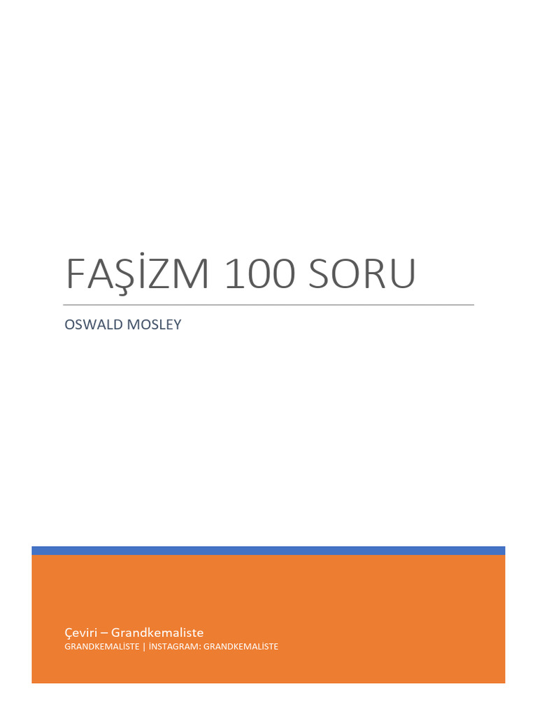 Fasizm 100 Soru - Oswald Mosley | PDF