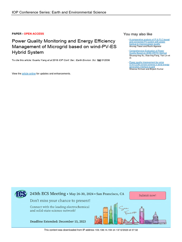 Power Quality Monitoring and Energy Efficiency | PDF