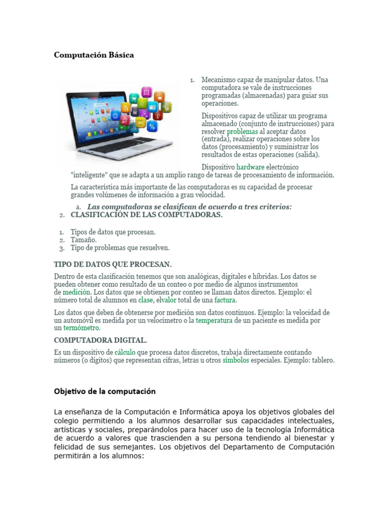 Computación: Conceptos y Clasificación | PDF | Hardware de la ...