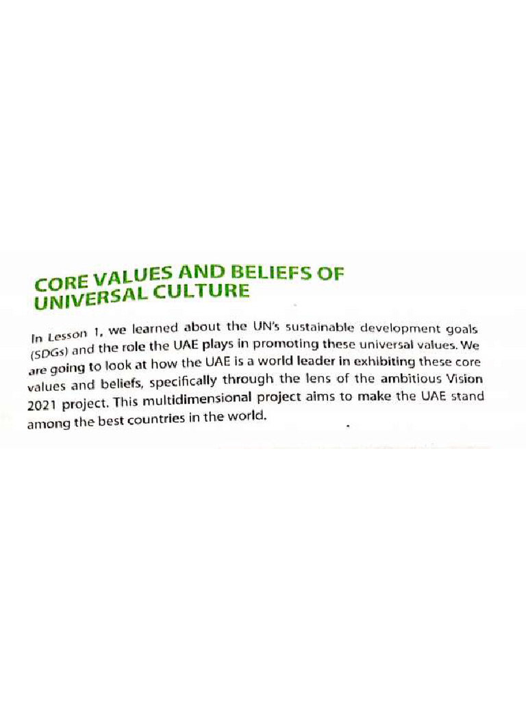 Core Values and Beliefs of Universal Culture (1) | PDF