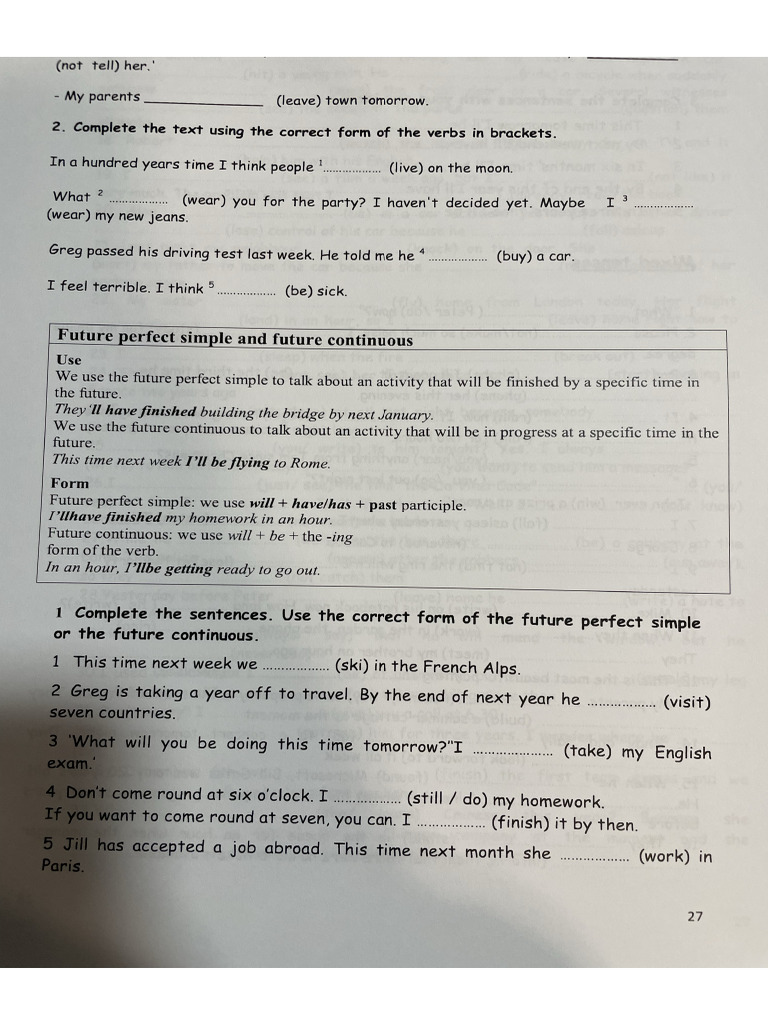 Future Perfect Simple and Future Continuous - Practice | PDF