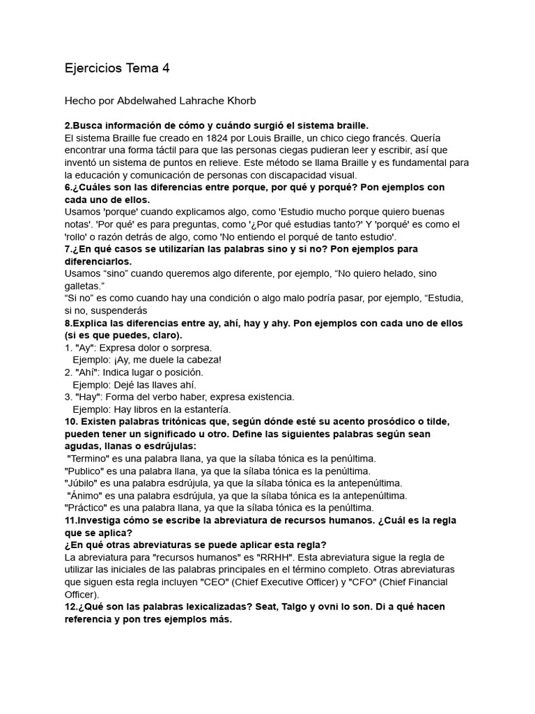 Ejercicios Tema 4 | PDF | Acrónimo | Discapacidad visual