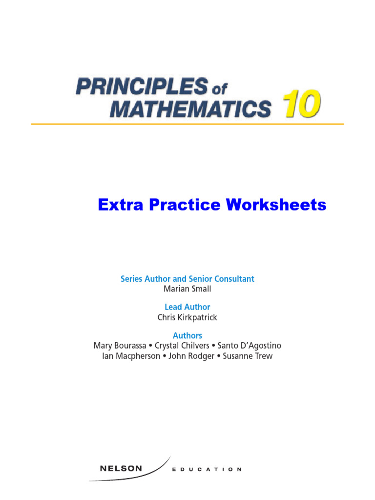 Nelson 10 Extra Practice Worksheets | PDF | Quadratic Equation ...