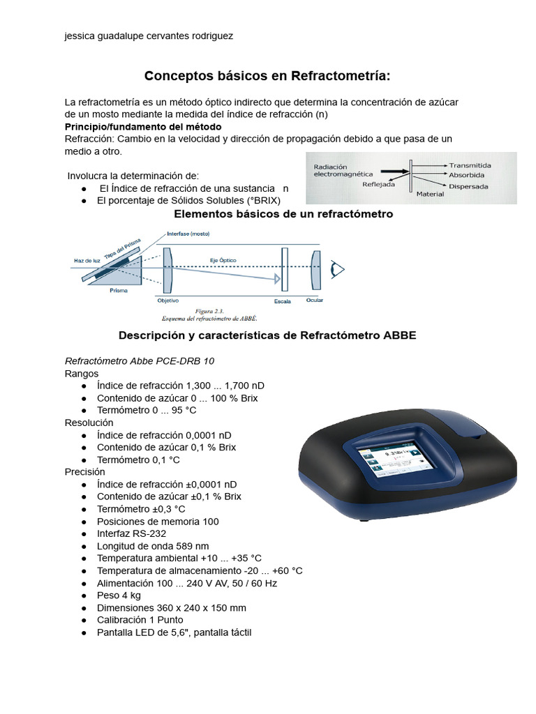 Conceptos Básicos en Refractometría | PDF | Química | Ciencias fisicas