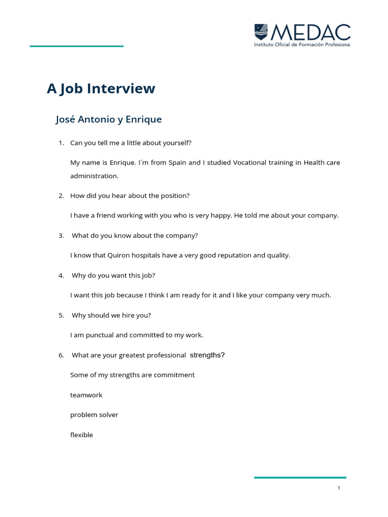 A Job Interview | PDF